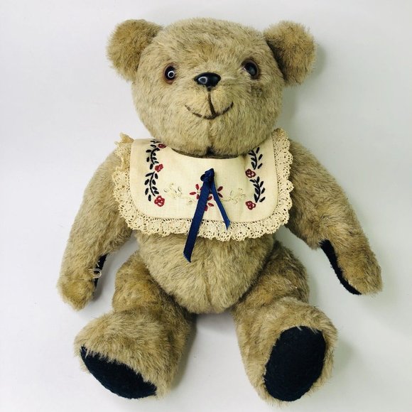 Toys | Vintage Musical Teddy Bear 15 Movable Head Jointed Plush Bib ...